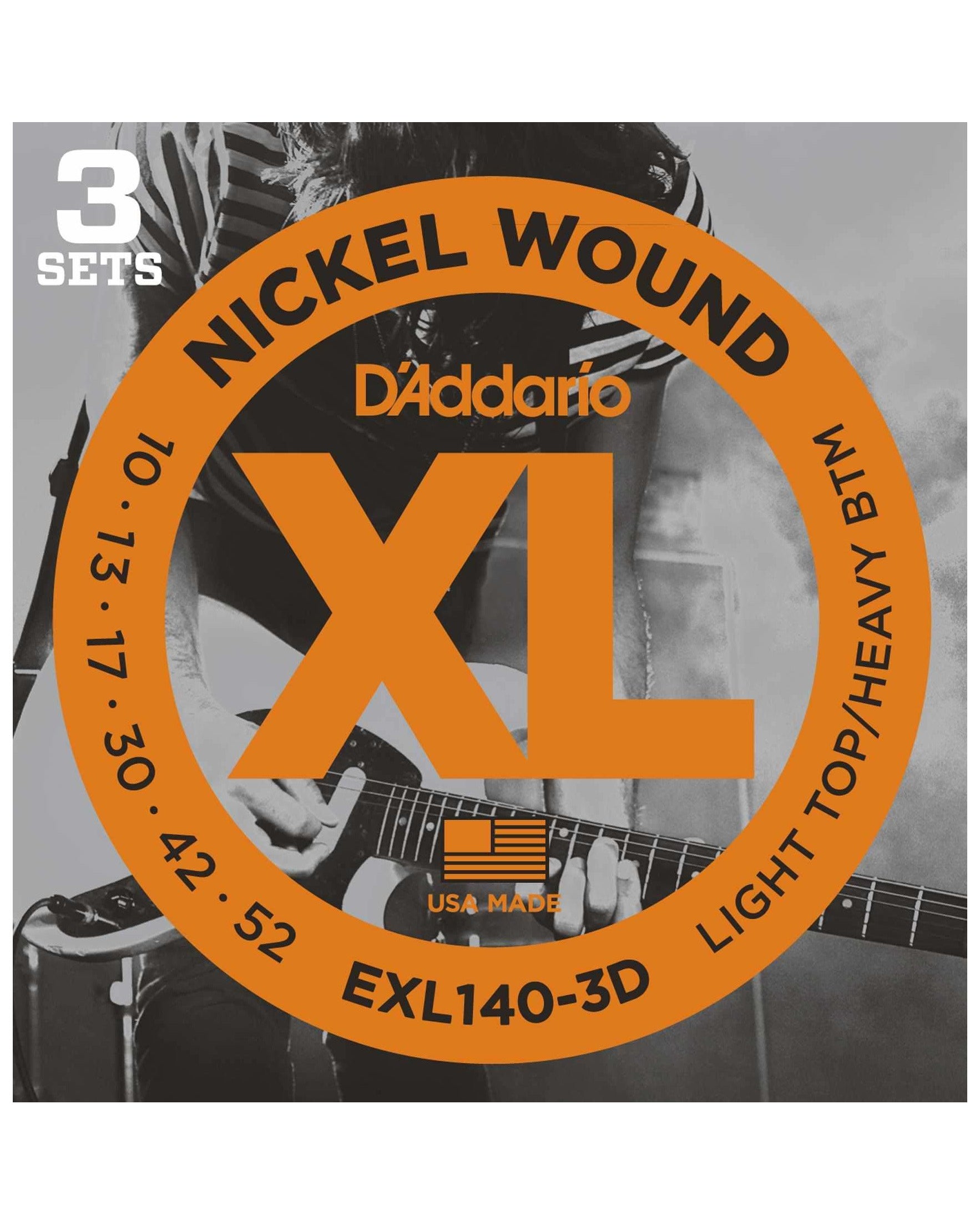 D'Addario EXL140-3D XL Nickel Light Top / Heavy Bottom Gauge Electric ...